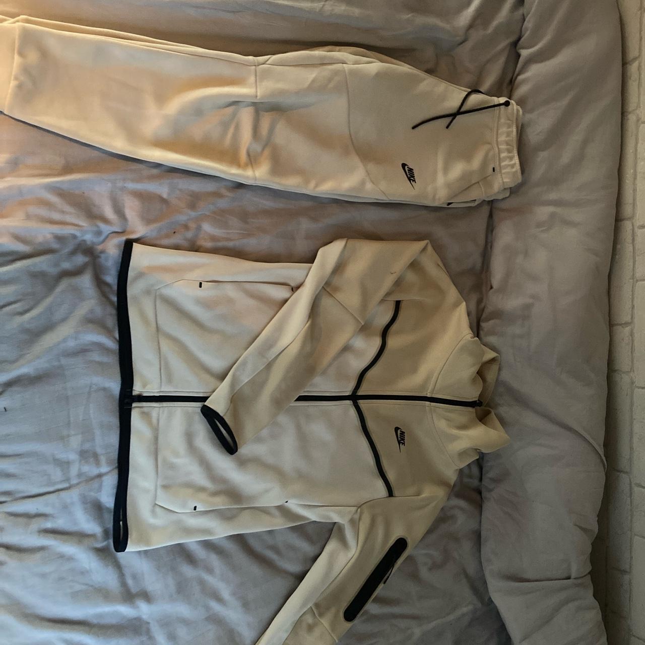 Nike Tech Fleece (full tracksuit)- White and Cream... - Depop