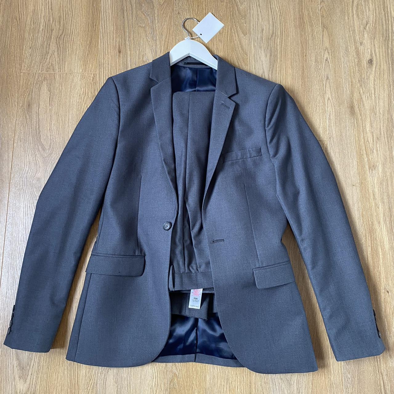 Full Charcoal Topman Suit Jacket - UK 34R Trousers... - Depop