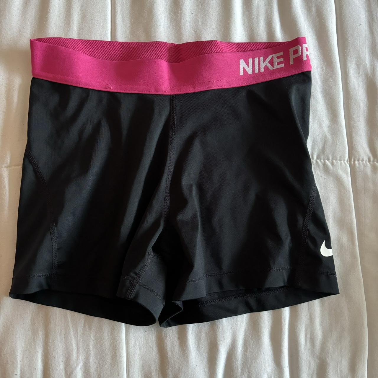 black nike pros with pink band | size... - Depop