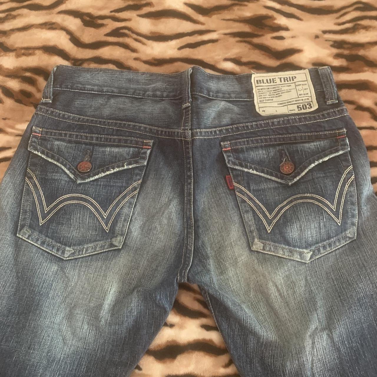 Edwin Men's Red and Navy Jeans | Depop