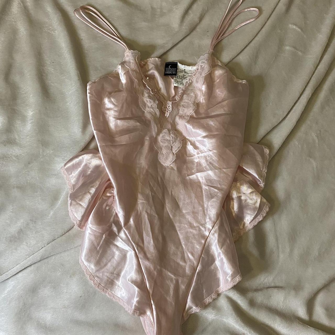 beautiful baby pink lacey vintage lingerie teddy... - Depop