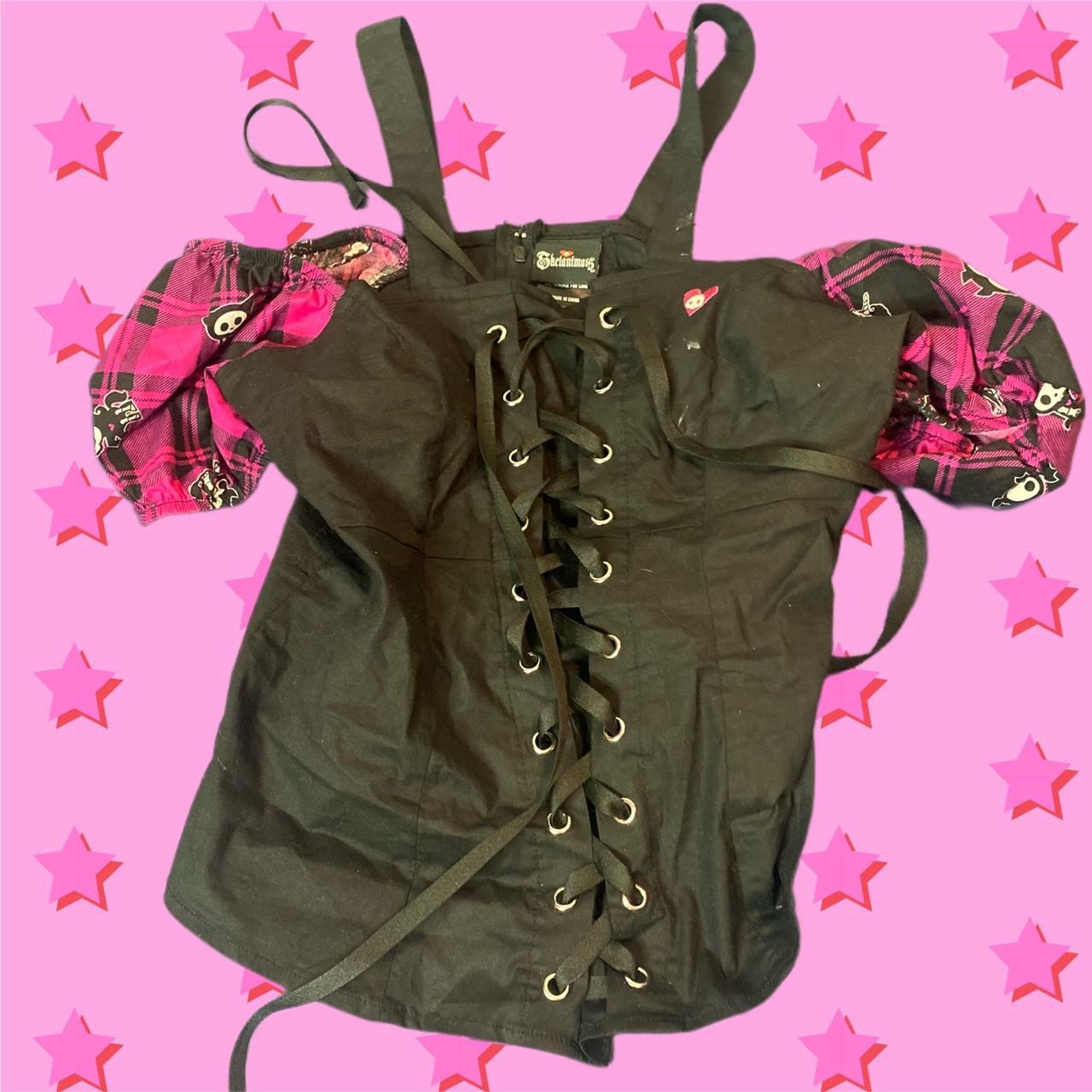 Skelanimals hot topic corset style lace up top with... - Depop