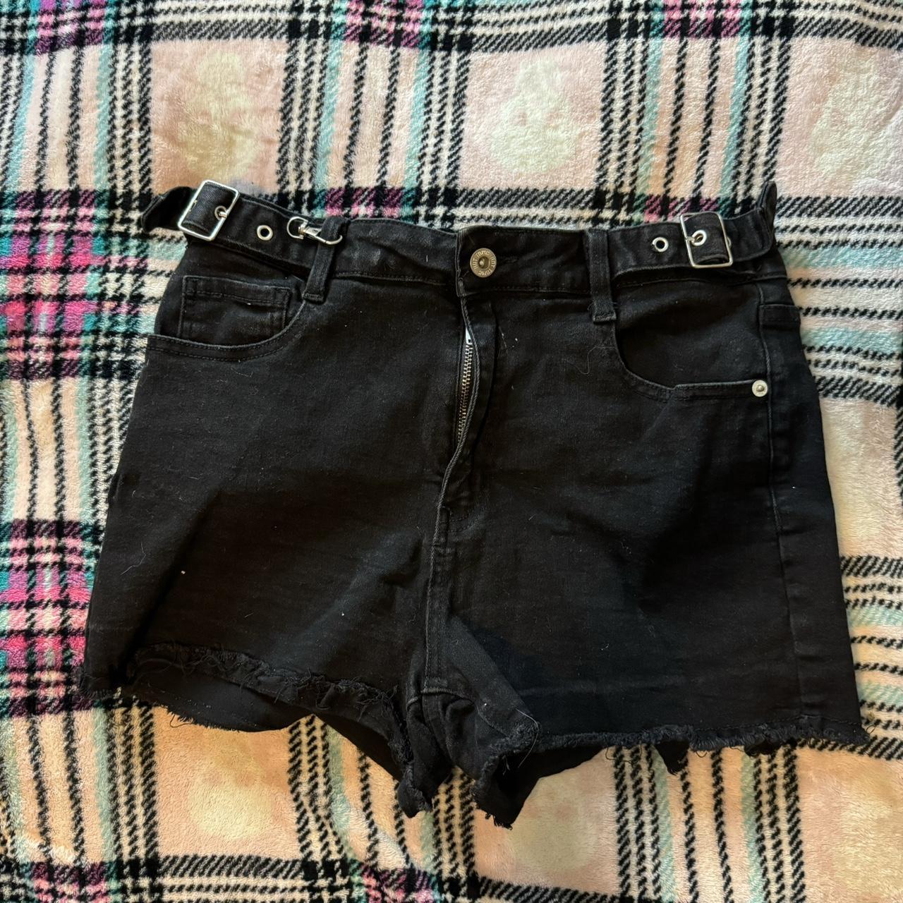 hot topic grunge punk denim adjustable short shorts... - Depop