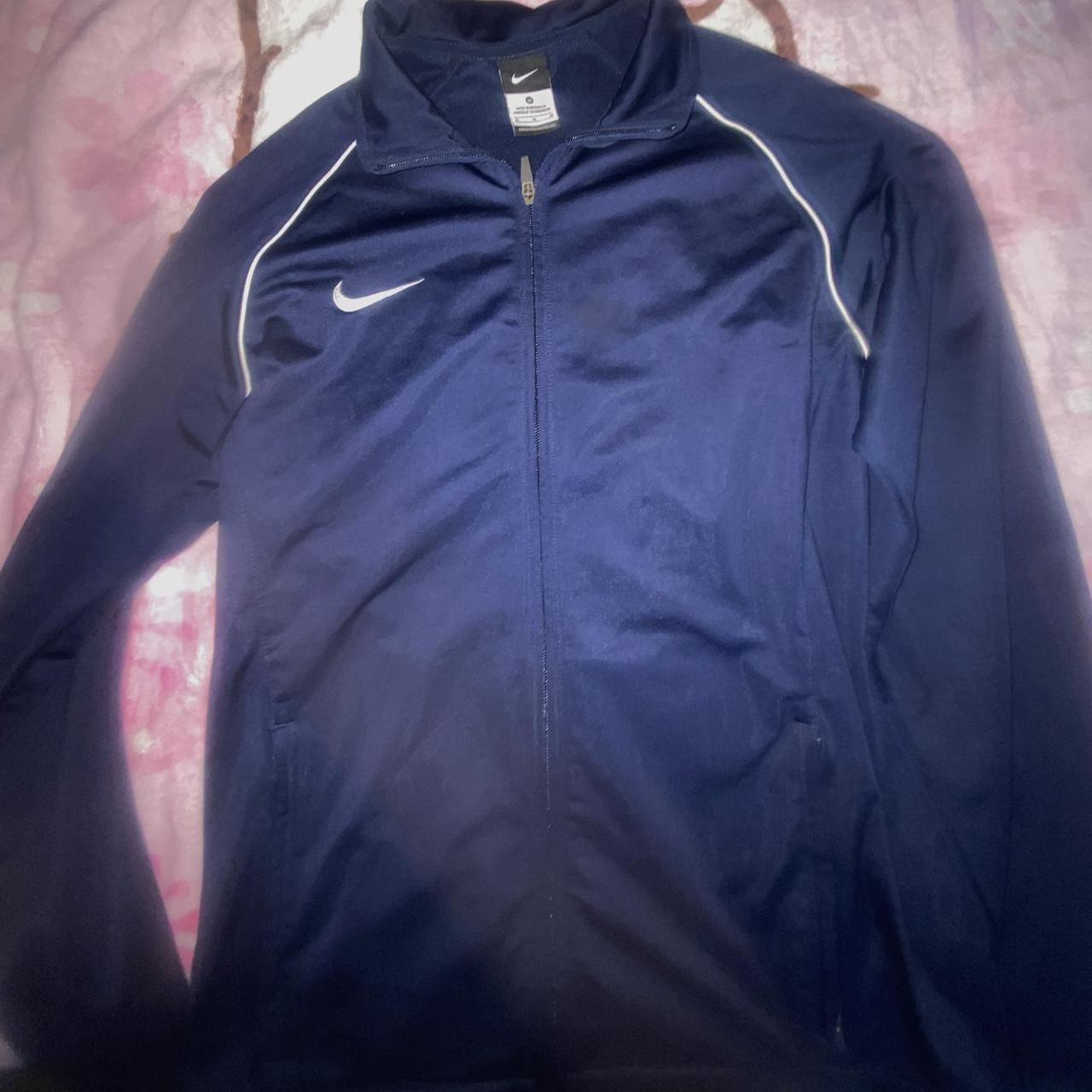 navy nike zip up jacket size m worn once but not my... - Depop