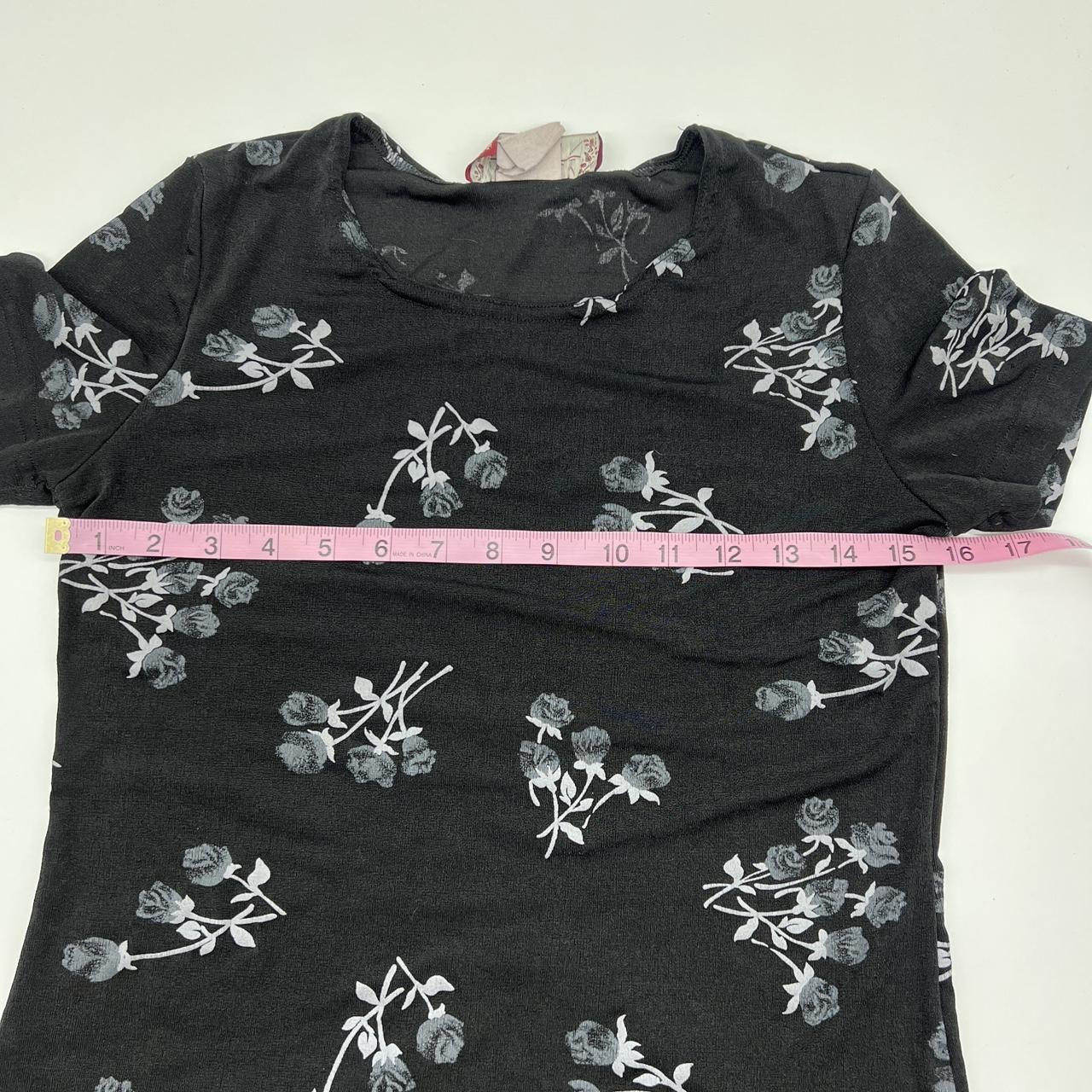 Vintage 90s black and grey rose top Brand: Marcy... - Depop