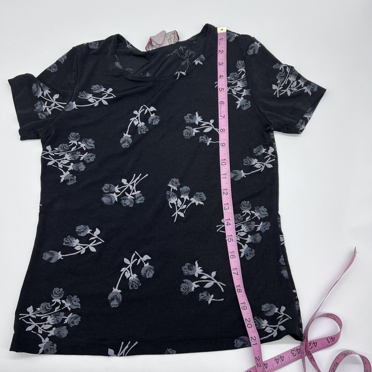 Vintage 90s black and grey rose top Brand: Marcy... - Depop