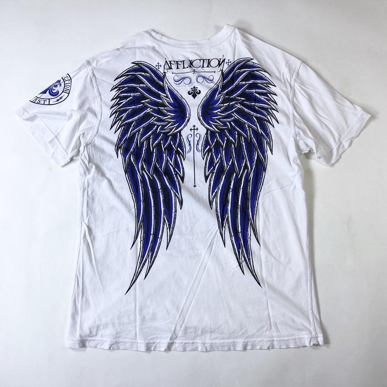 Affliction White and Blue Wings Tee XL men’s... - Depop