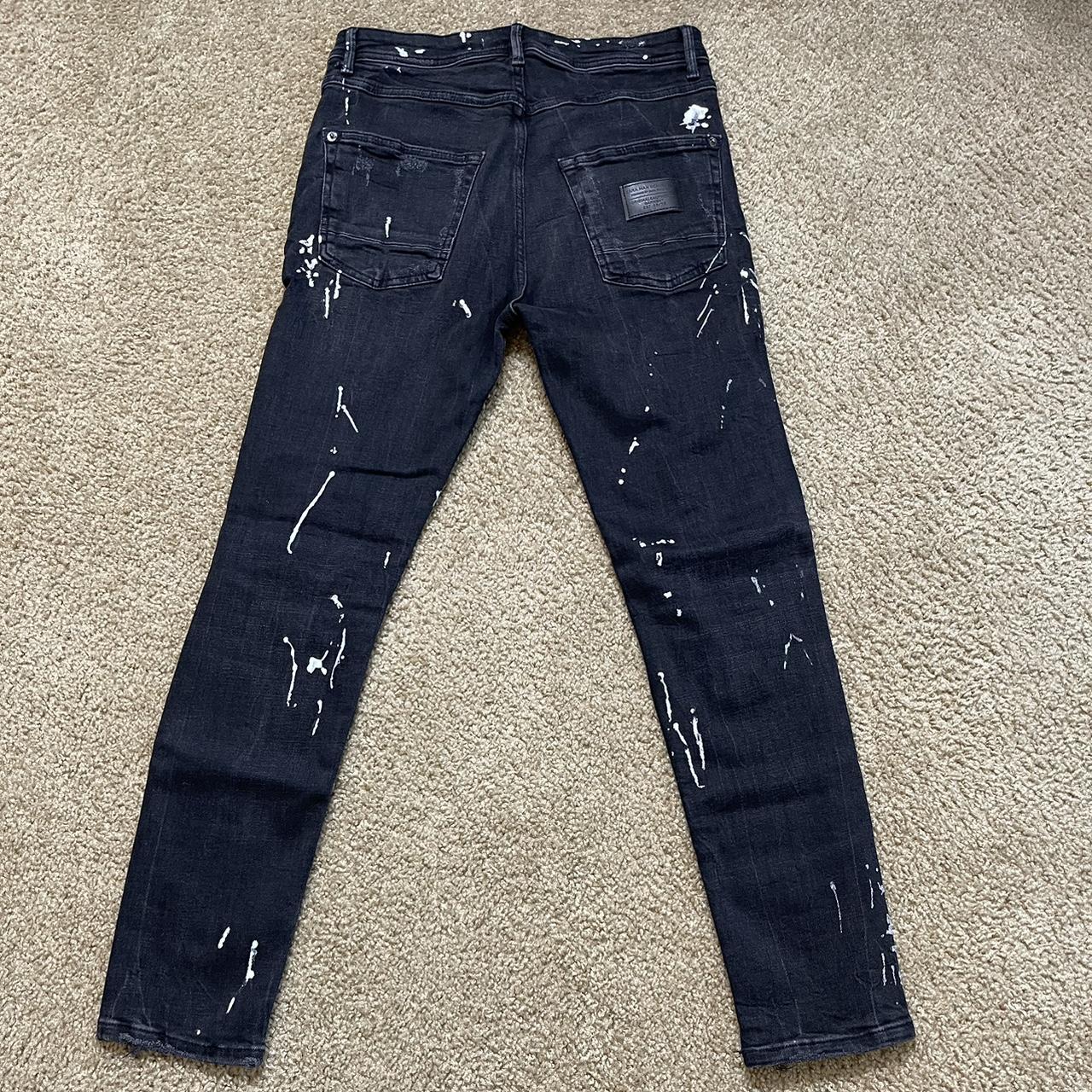 Zara Men’s Paint Splash Black Jeans Size 30 - Depop