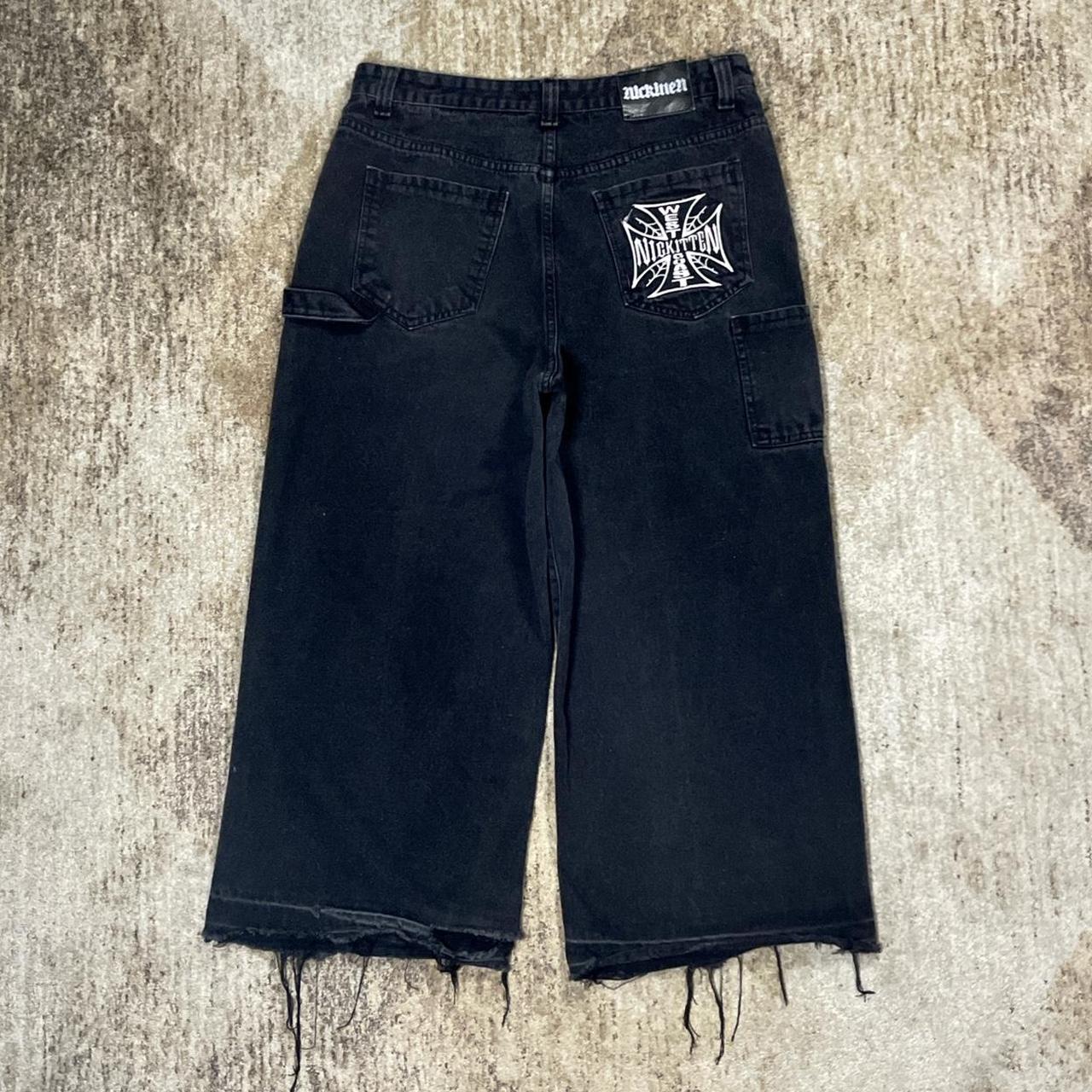 ★nickitten double knee baggy skate jeans •black... | Depop