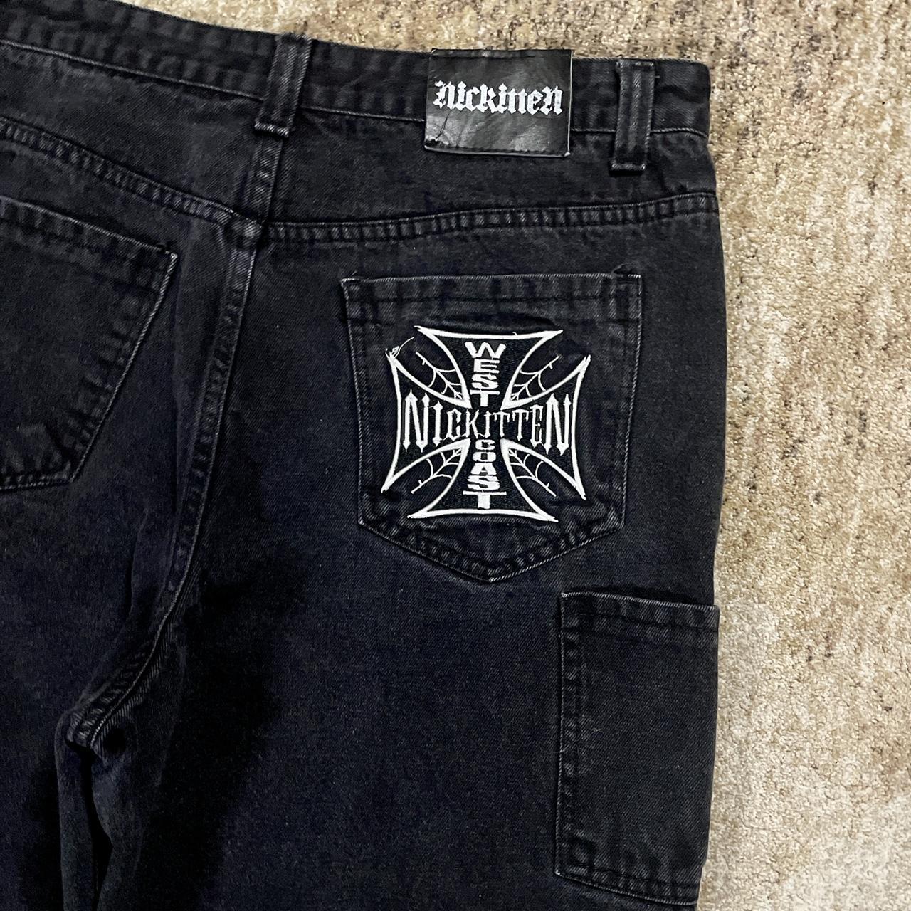 ★nickitten double knee baggy skate jeans •black... | Depop