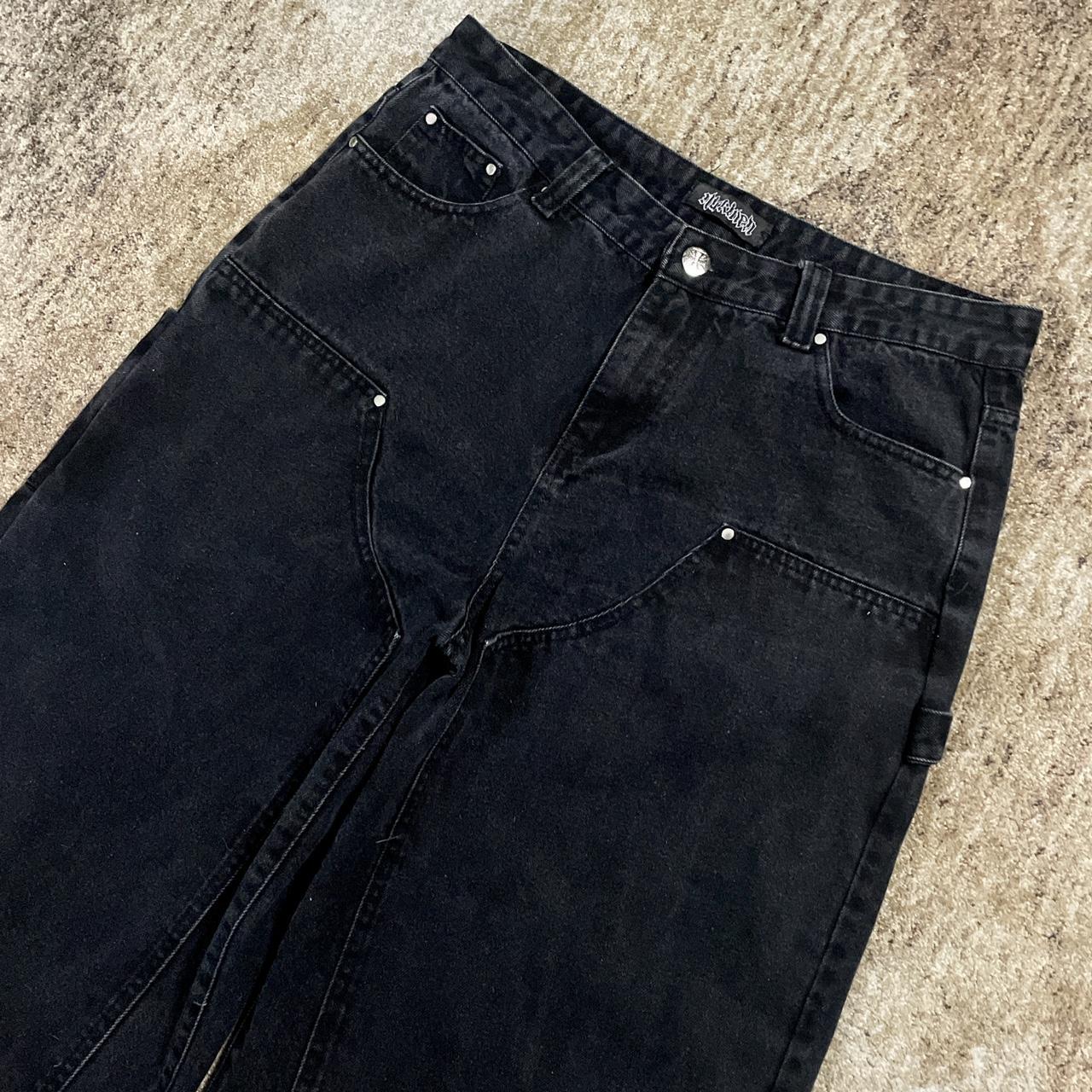 ★nickitten double knee baggy skate jeans •black... | Depop