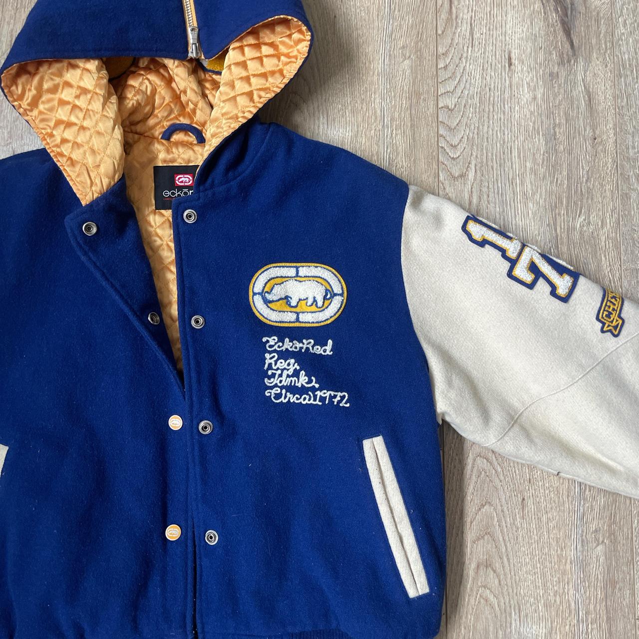 Ecko varsity jacket Tag says Xl but fits like M/L... - Depop