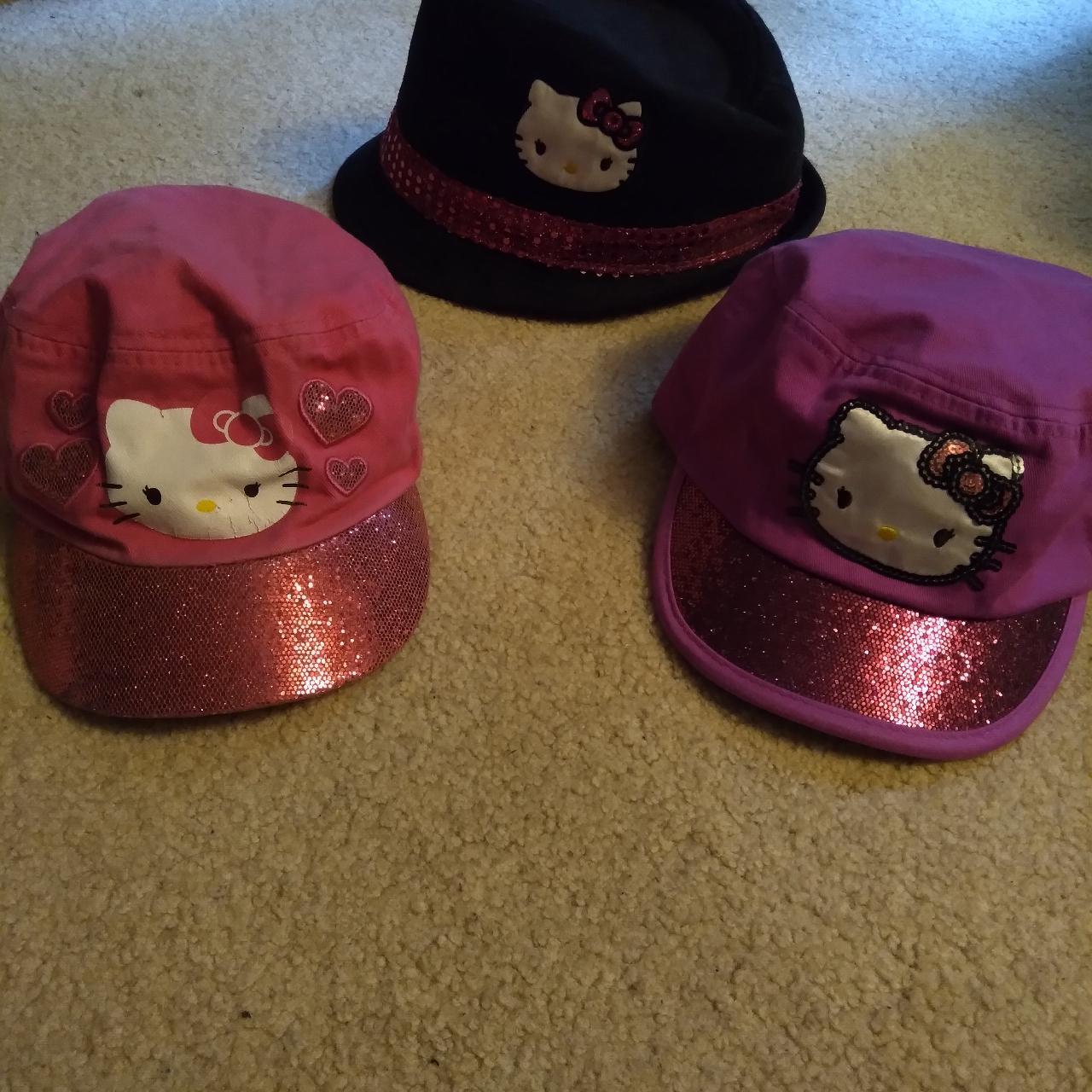 Lot of 3 y2k scene queen hello kitty hats - Depop