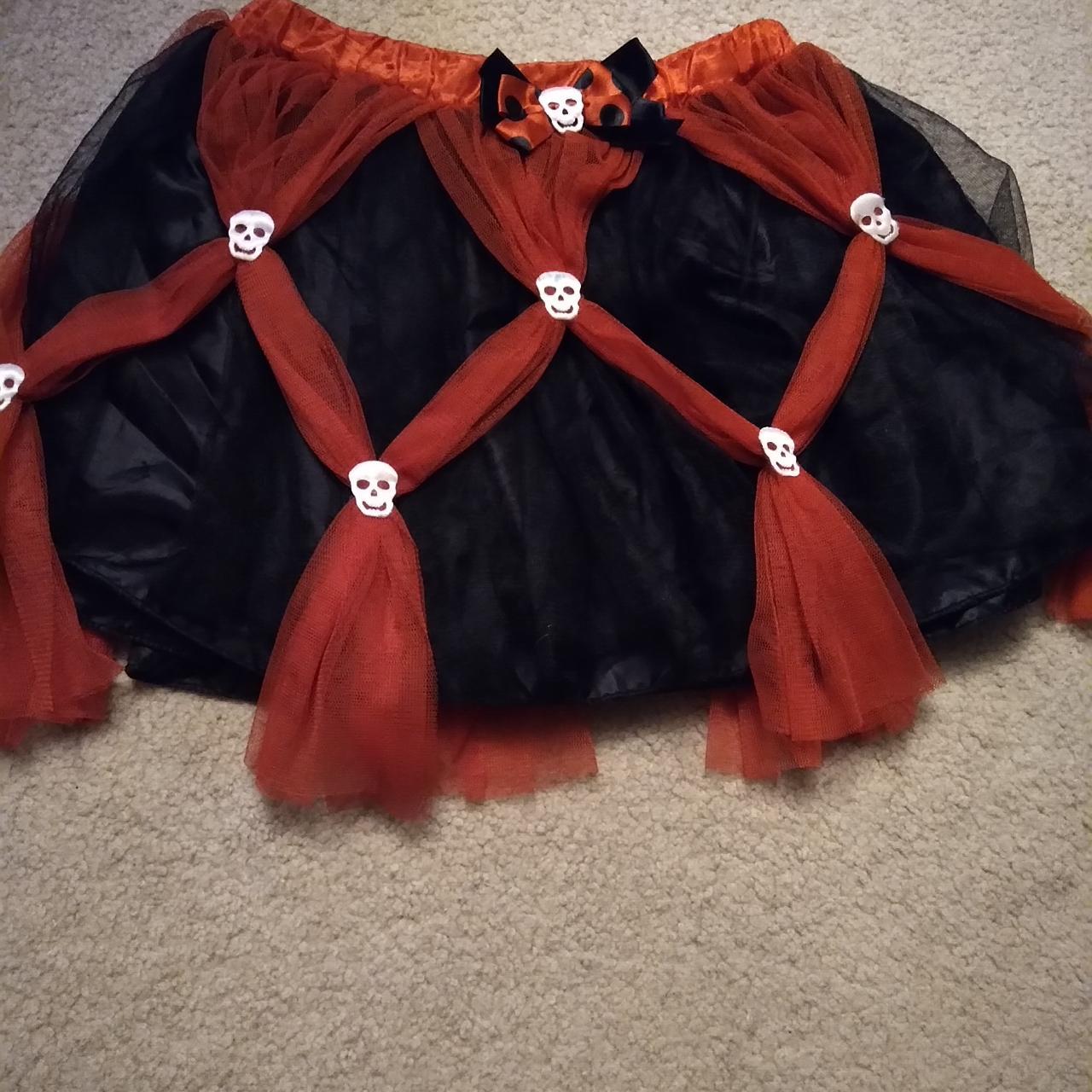 scene emo kid y2k rave black and red skull tutu - Depop