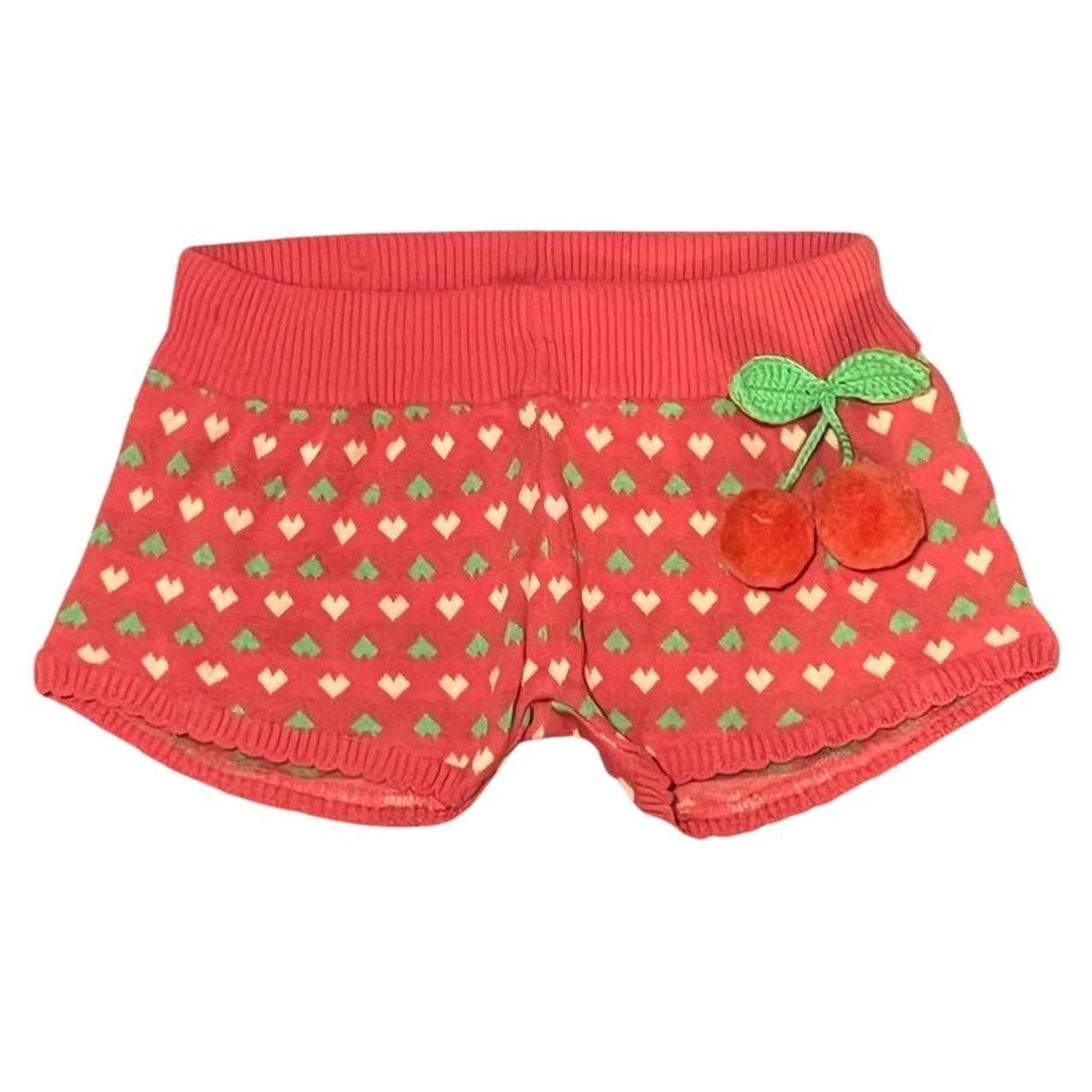 Knit Cherry Shorts Super cute early 00s deadstock... - Depop