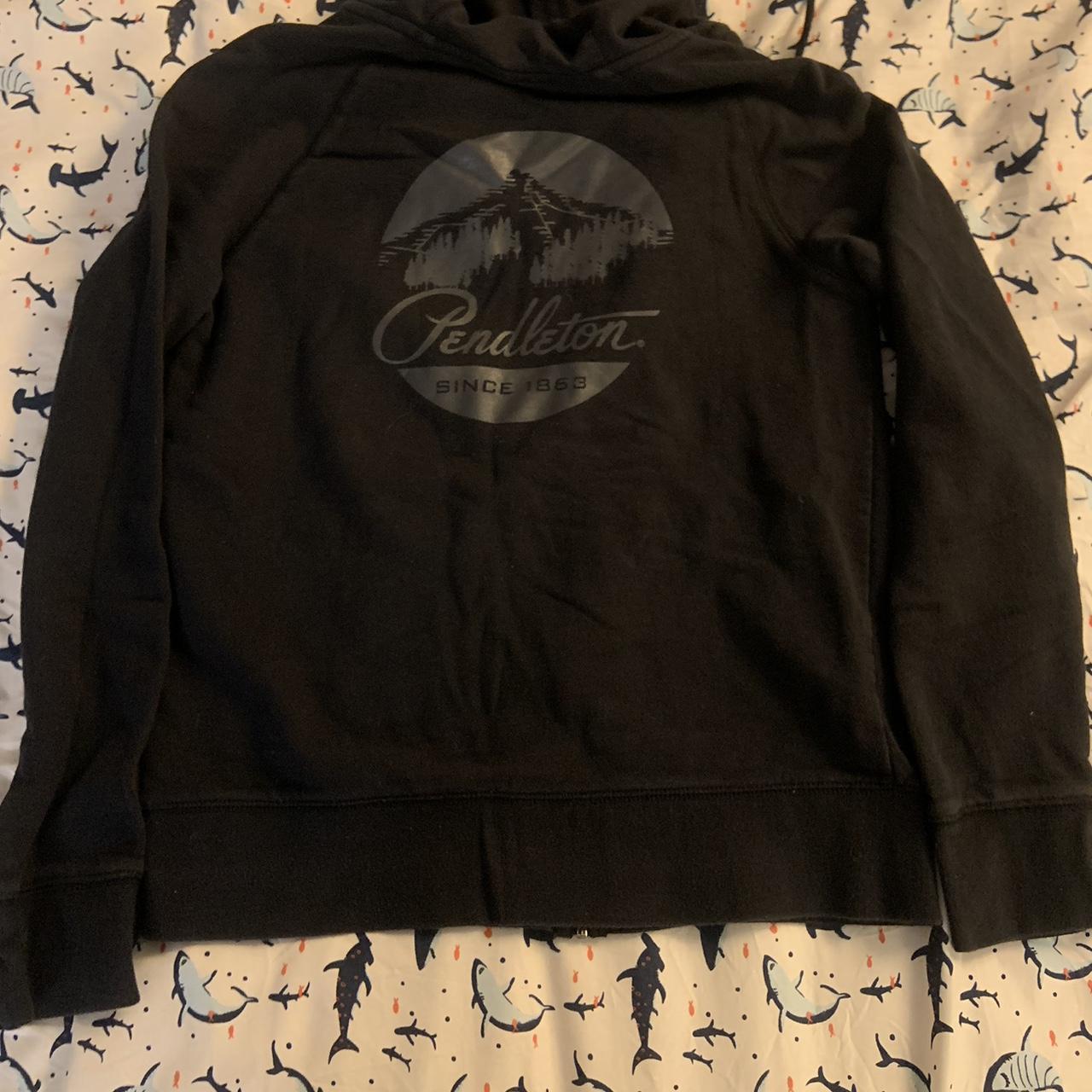 Pendleton Black zip up hoodie with strings and side... - Depop