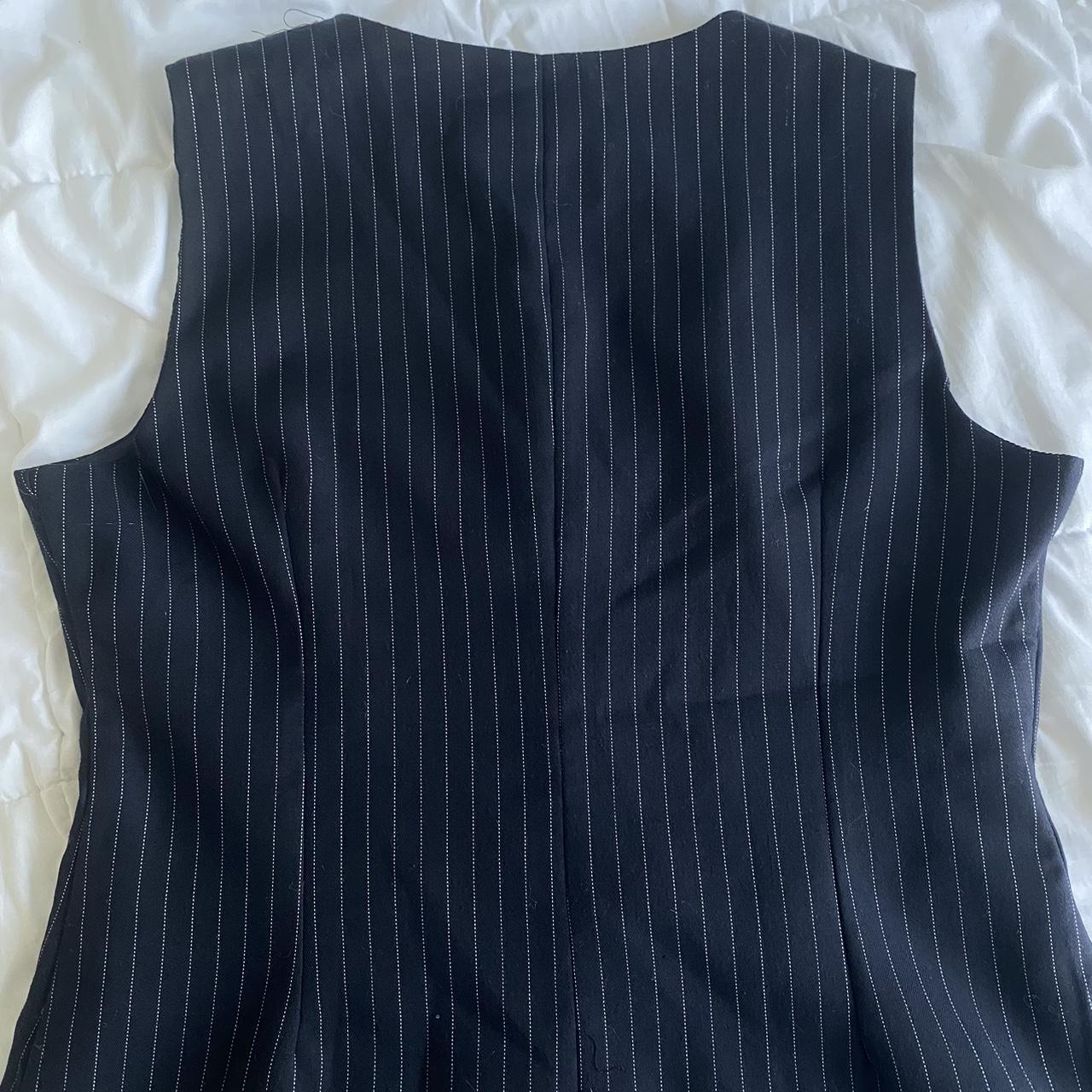Navy and white pinstripe vest. #retro #office siren - Depop