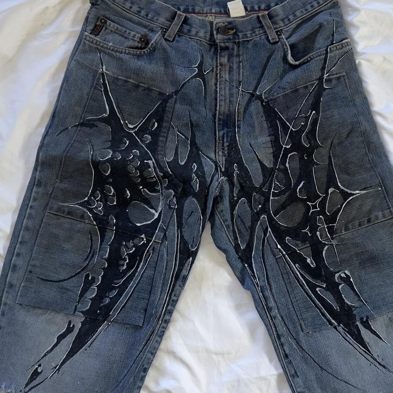 “rusted” poser punk metal jorts black n’ white... - Depop