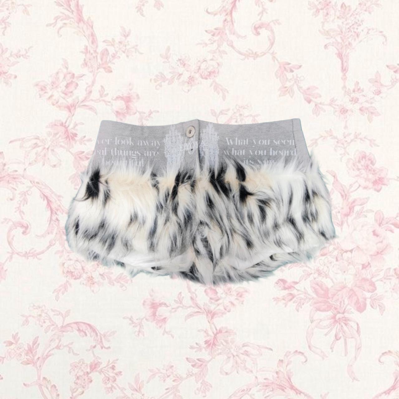 Unique Fuzzy Shorts with Graphic Text - One of a... - Depop