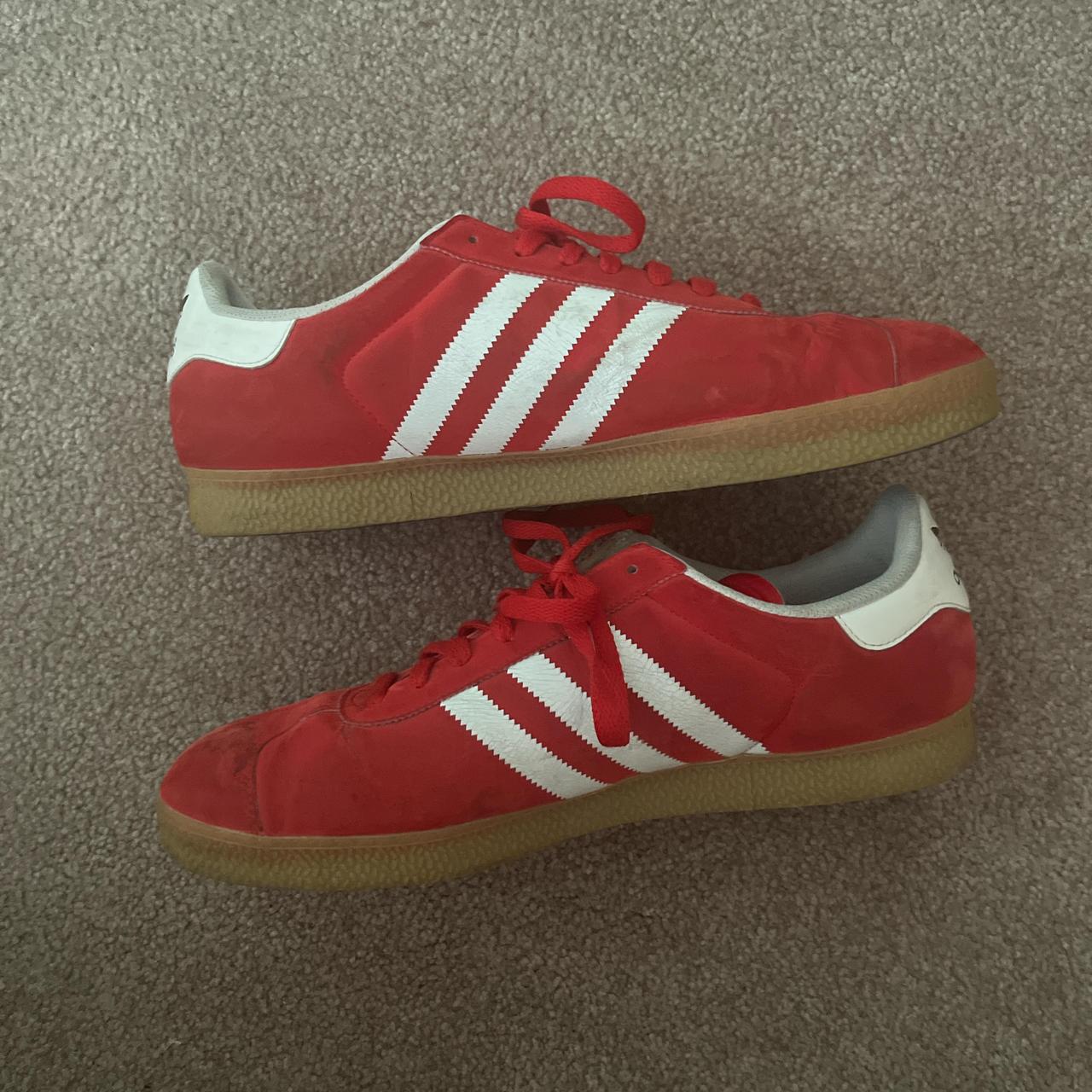 Adidas red gazelle sambas, size 13 men’s, beat but... - Depop