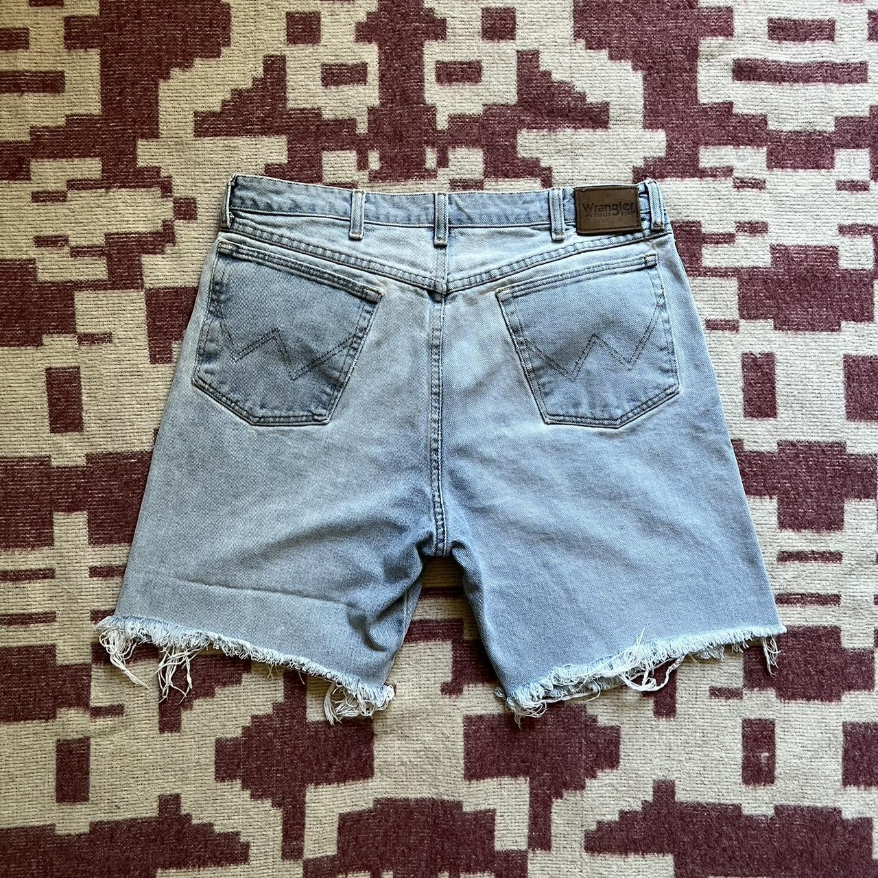vintage distressed cut off wrangler denim jean jorts... - Depop