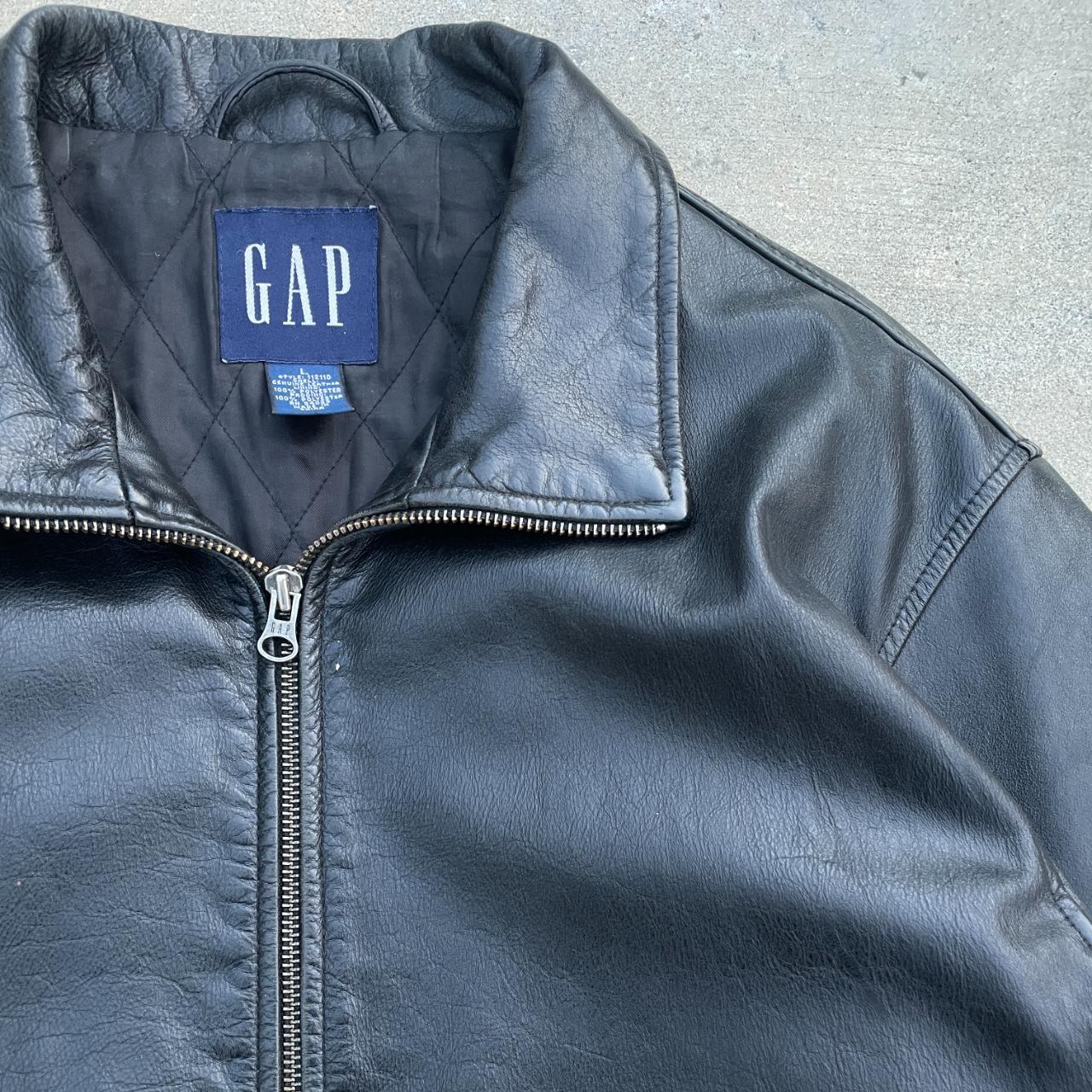 Vintage Gap Black Leather Jacket Details: - Great... - Depop