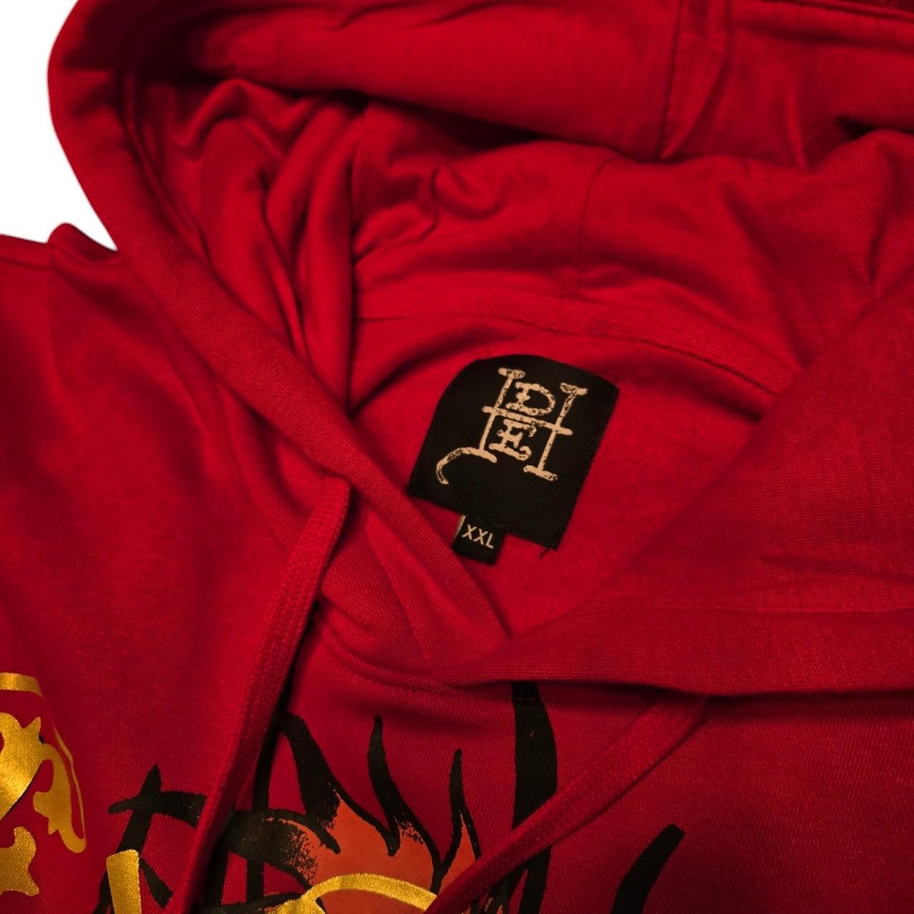 Red Ed Hardy Hoodie With Gold Dragon Size XXL New... | Depop