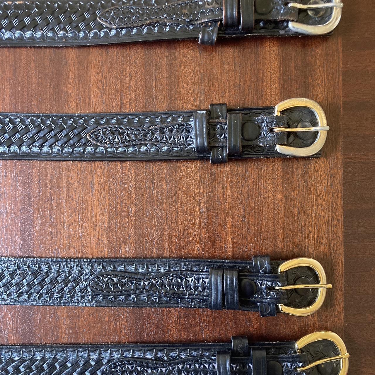 leather belts, paint marks and somewhat damaged as... - Depop