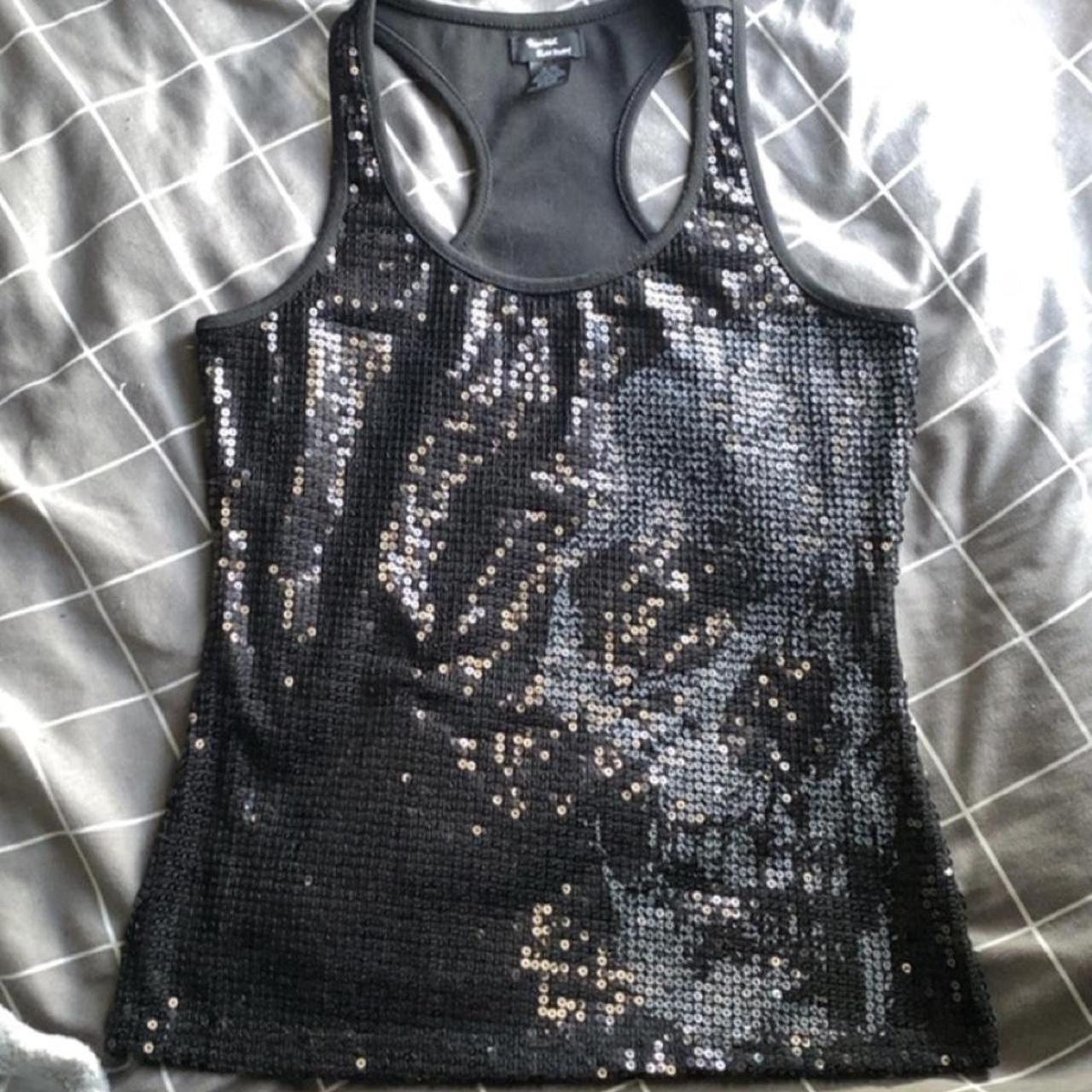 Skull sparkly scene tank top 😻!!!! - Depop