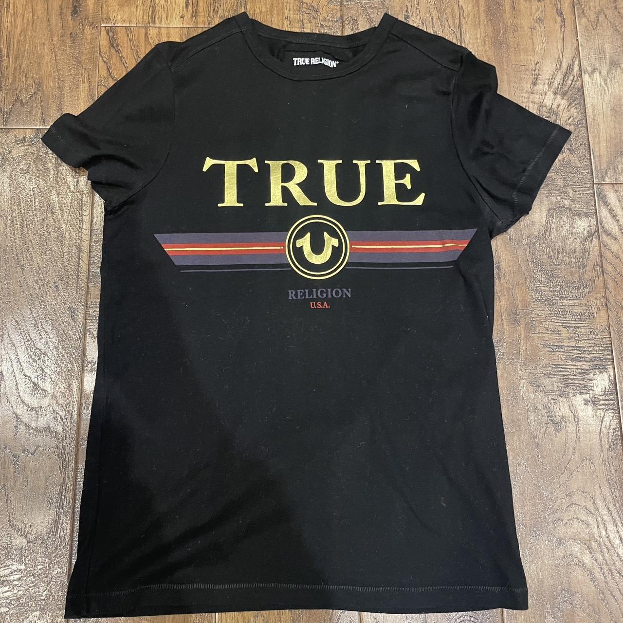 True Religion T-shirt Black Size S Slightly worn,... - Depop