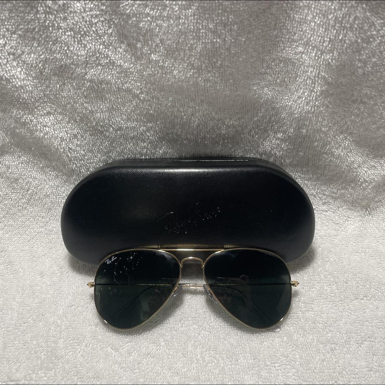 Ray-Ban Large Aviators Gold rim with G-15 lenses... - Depop