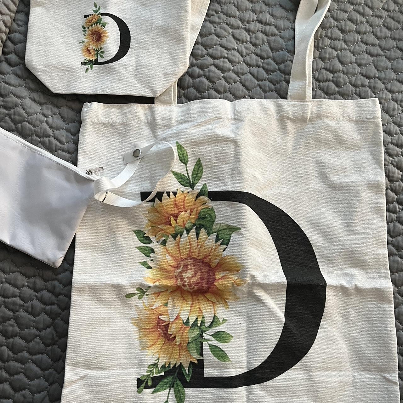 tote bag & mini bags letter D with flowers - Depop