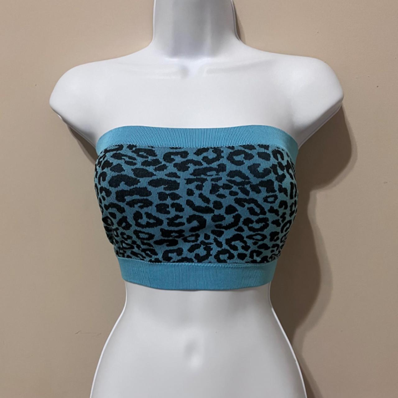 blue leopard tube top seamless & padded fits... - Depop