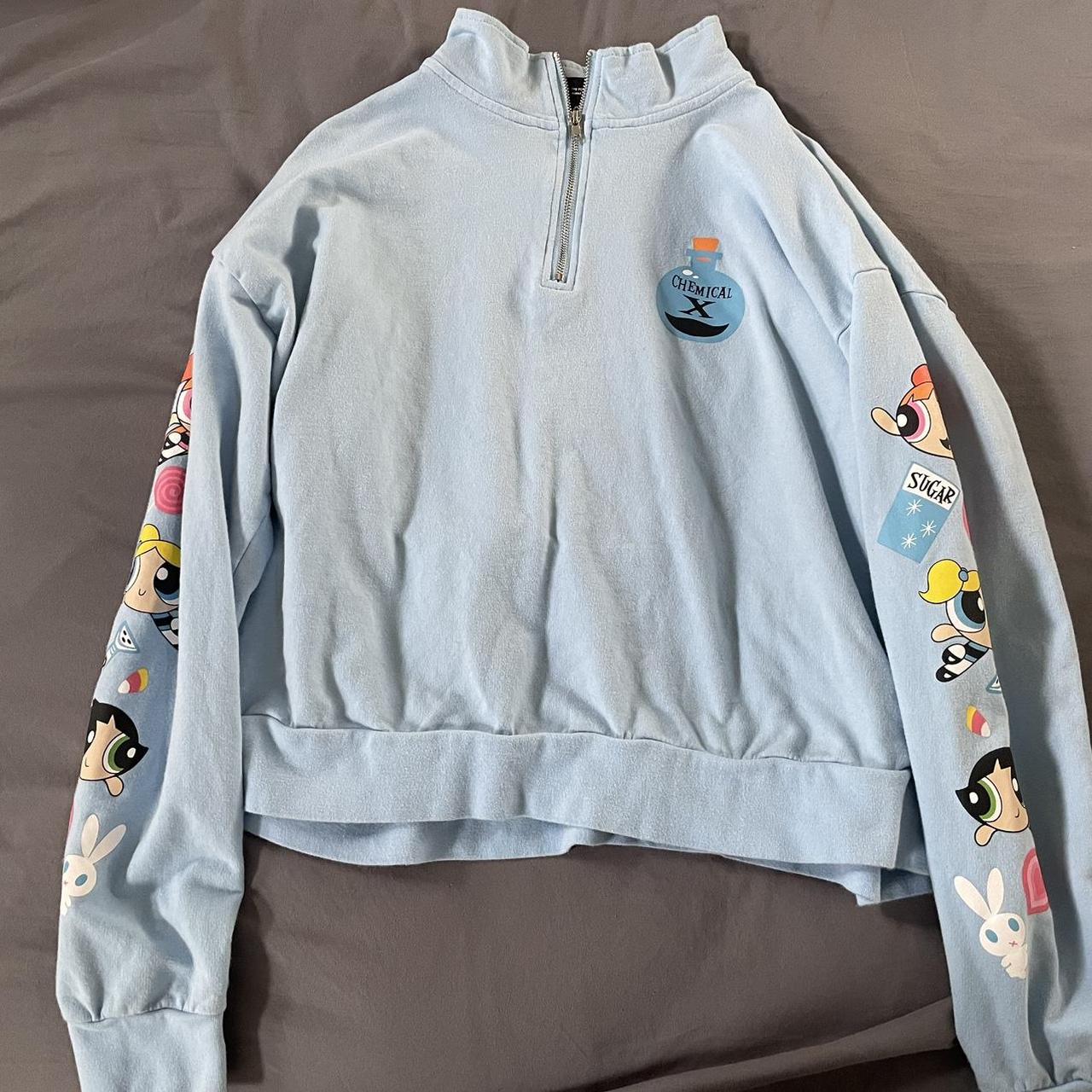 powerpuff girls pull over/sweater from hot topic... - Depop