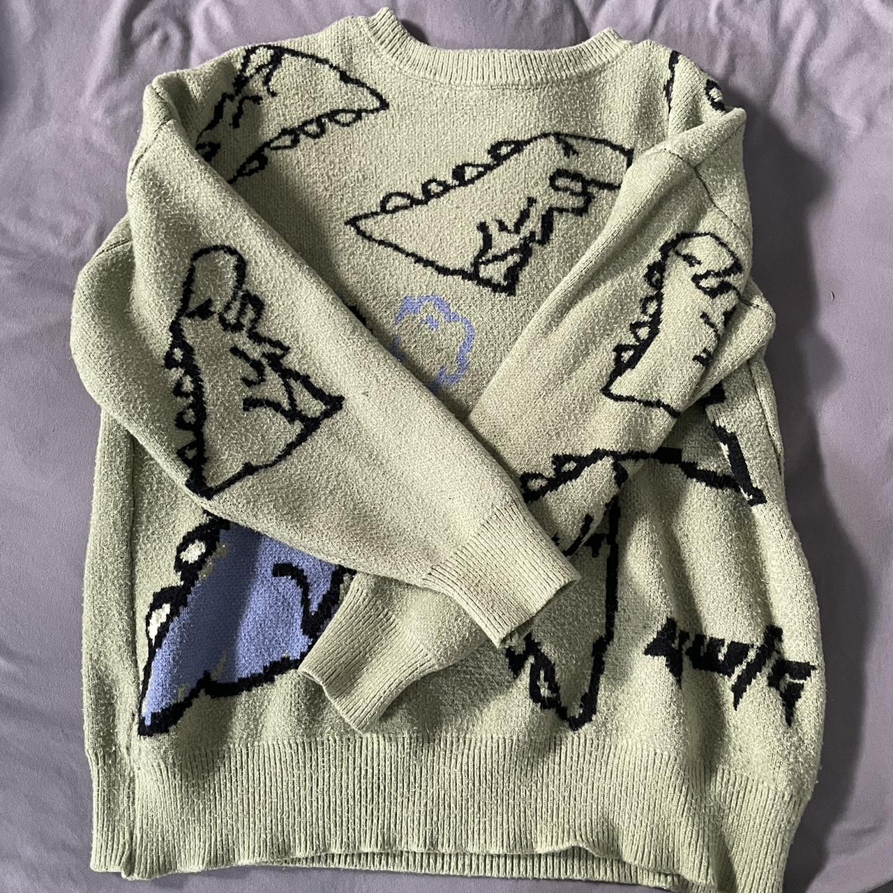 cute dino sweater no tags around medium/large - Depop