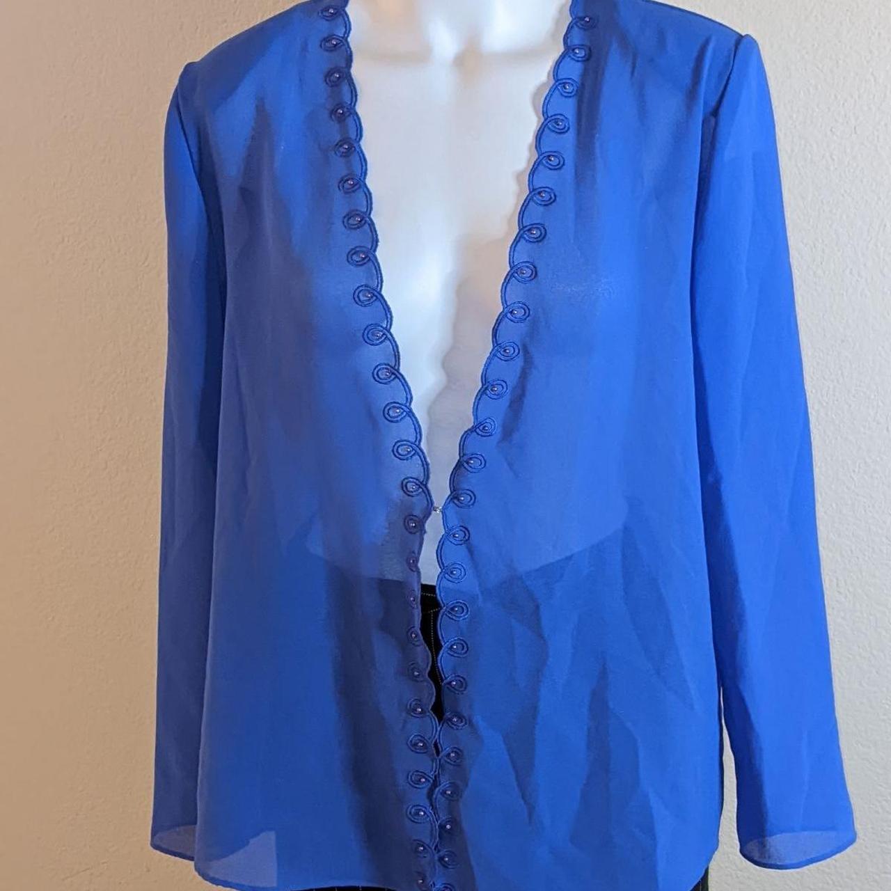 Che Studios Sheer Embroidered Hook & Eye Periwinkle... - Depop