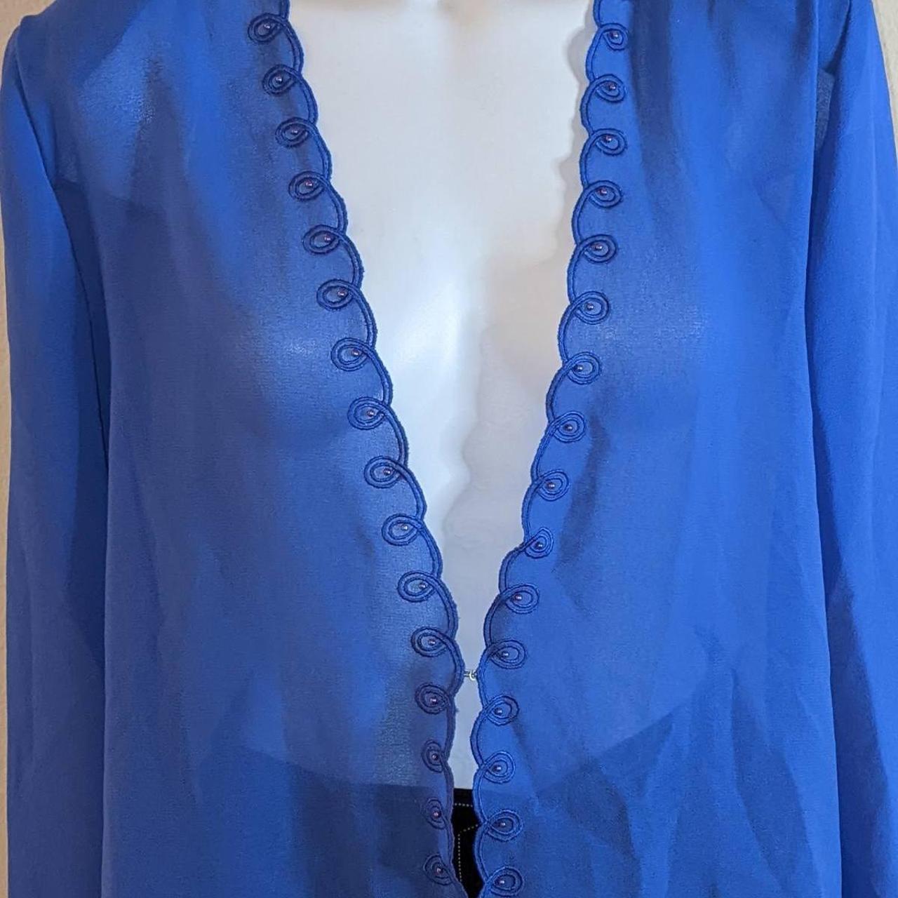 Che Studios Sheer Embroidered Hook & Eye Periwinkle... - Depop