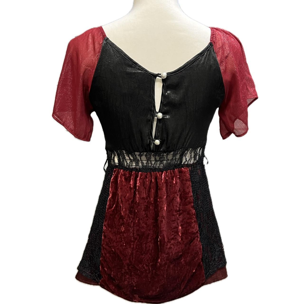 gothic style red and black shirt by BKE boutique... - Depop