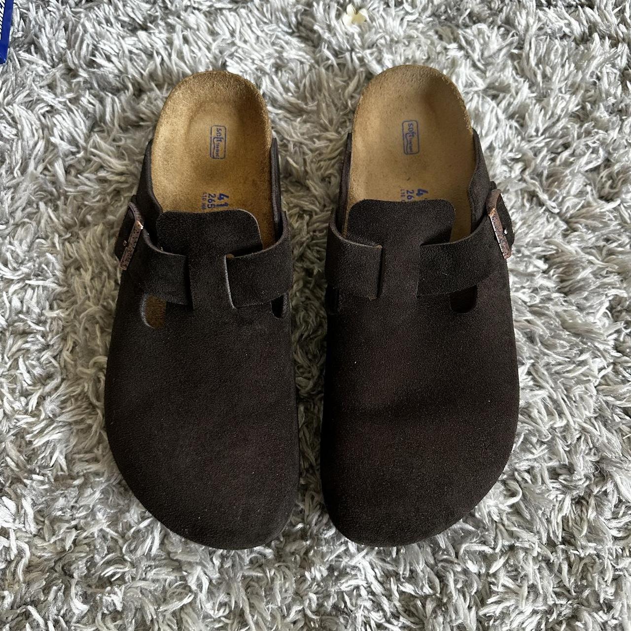 Birkenstock Boston Suede Clogs (Mocha Brown) Worn... - Depop