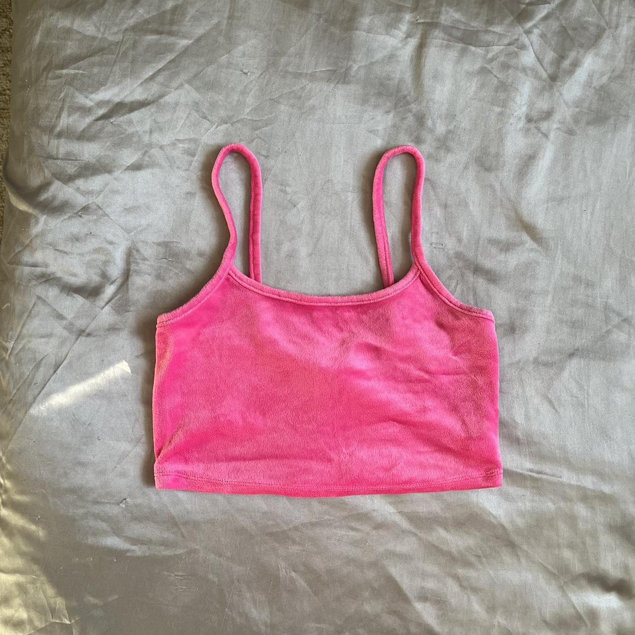 hot pink velvet tank/crop top super soft, cute, and... - Depop