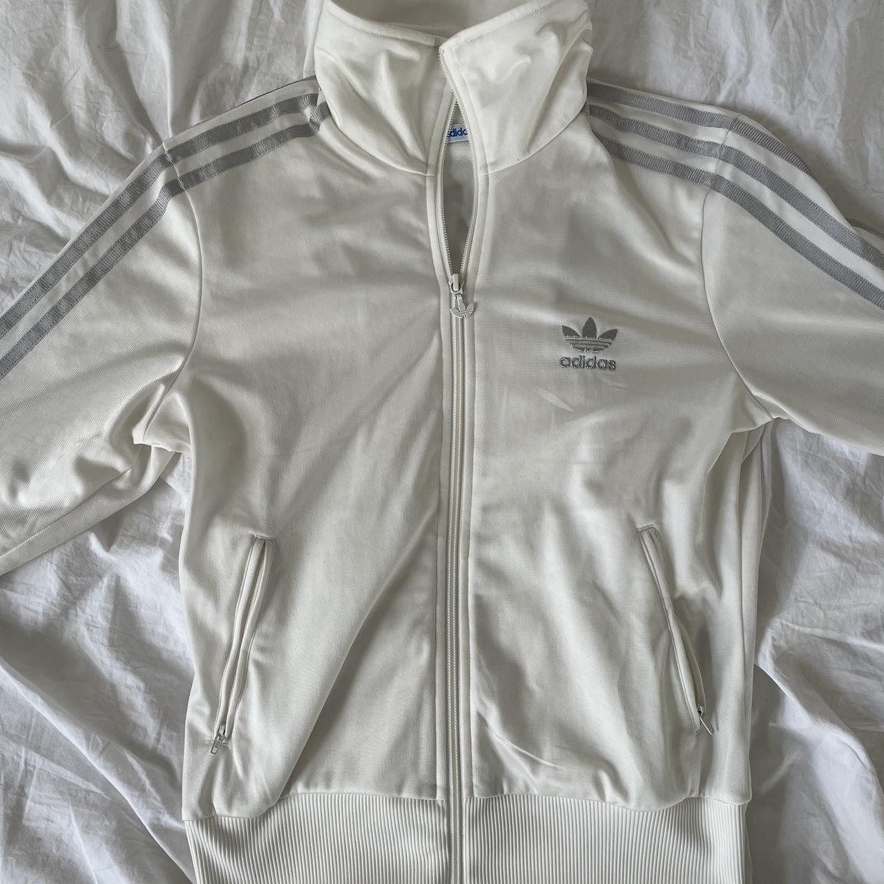 white adidas jacket size : 10 (fits like 6-8) a bit... - Depop