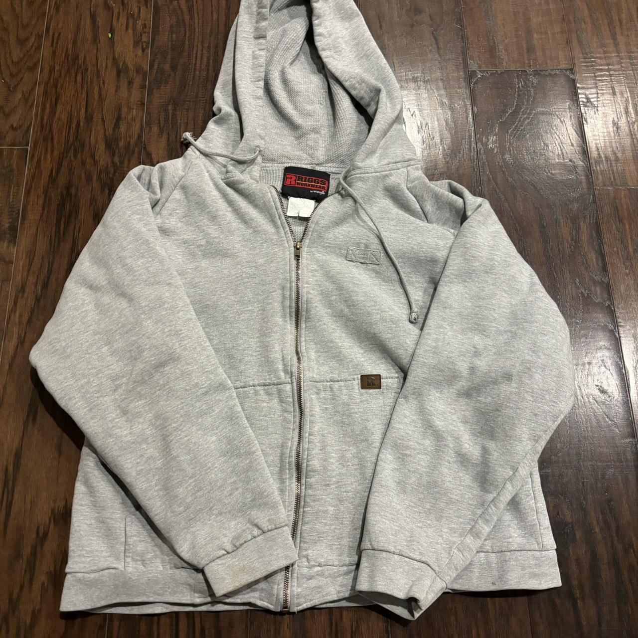 wrangler, Riggs, workwear, gray zip up... - Depop