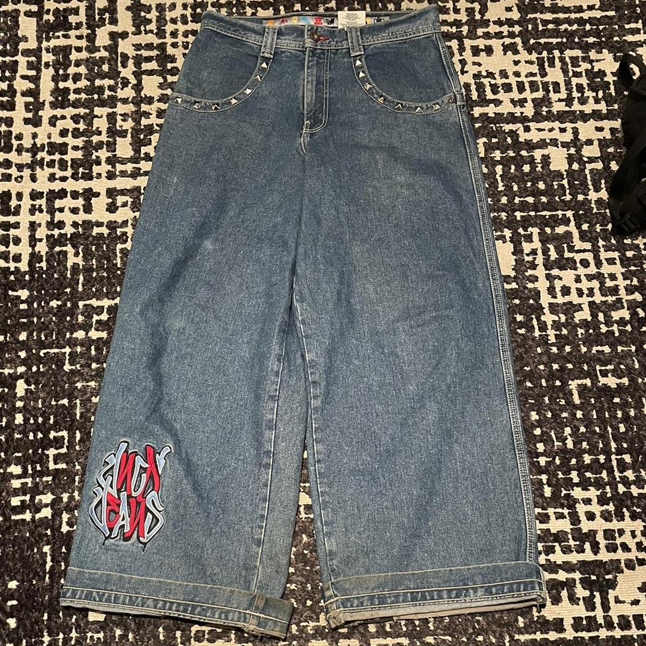Custom Spiked and studded rollin 26 JNCO jeans Sz... - Depop