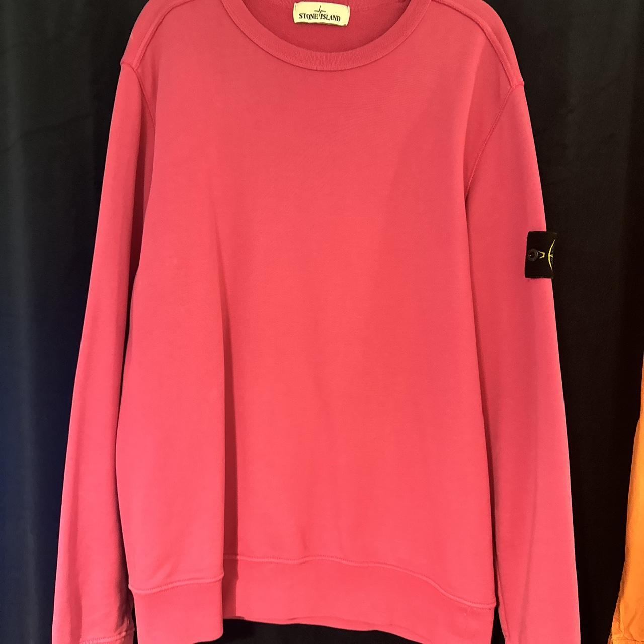 Pink stone island jumper | Depop
