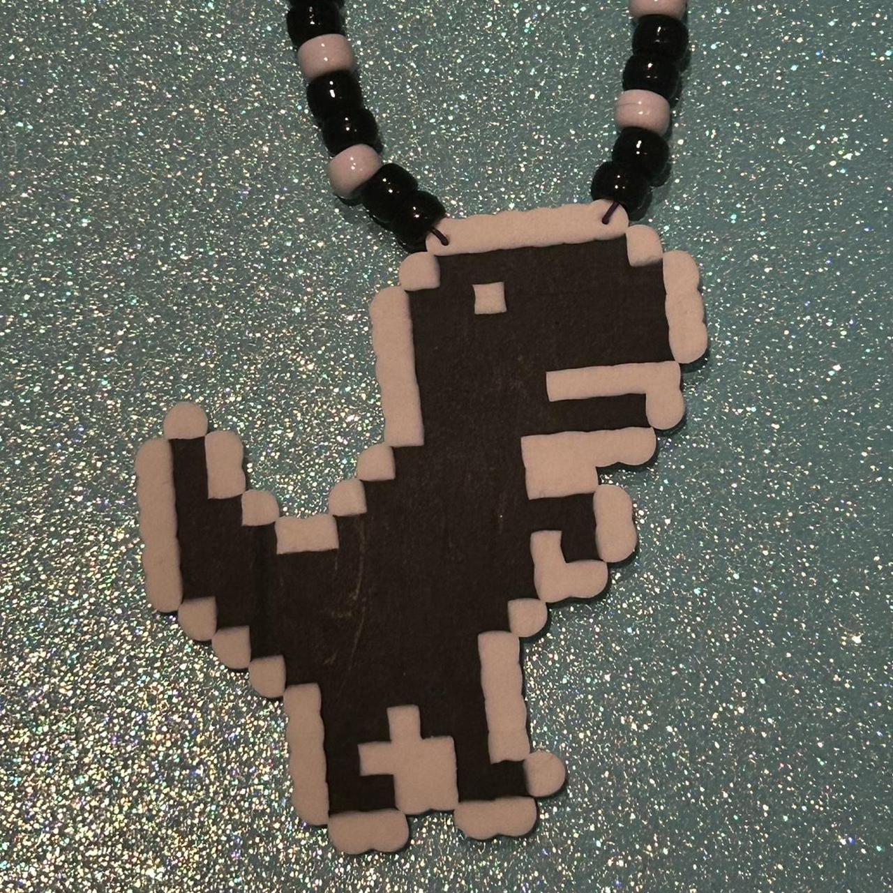 dino computer game kandi necklace 🦖👾 handmade send... - Depop