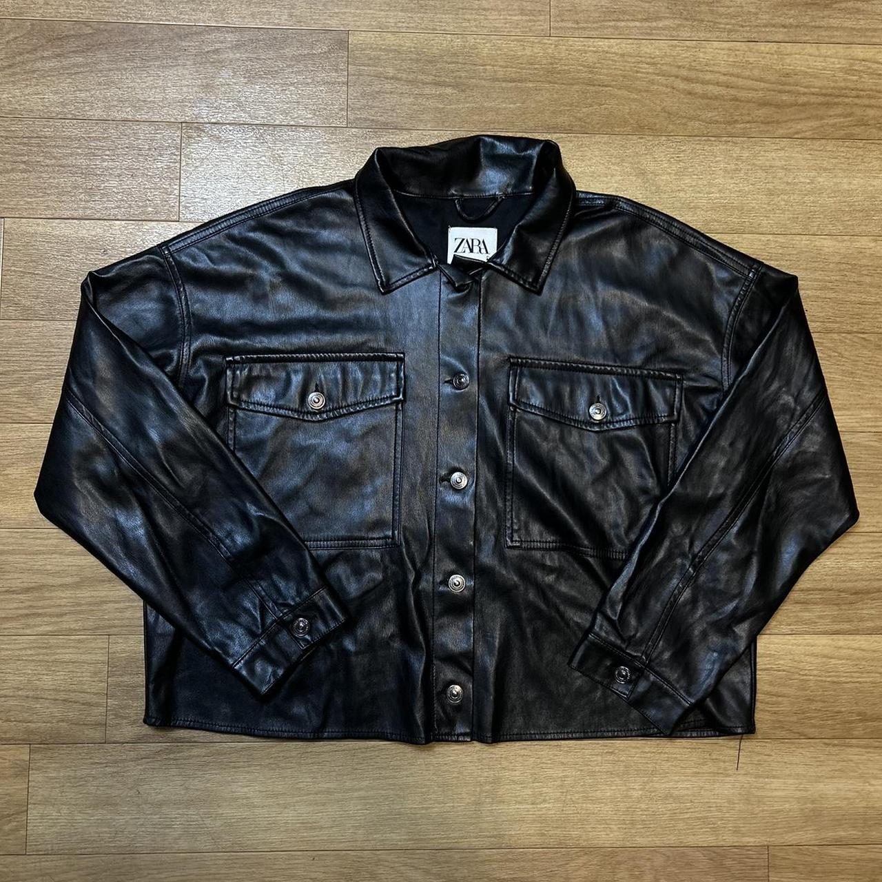 ZARA cropped leather jacket - Super nice, Zara... - Depop