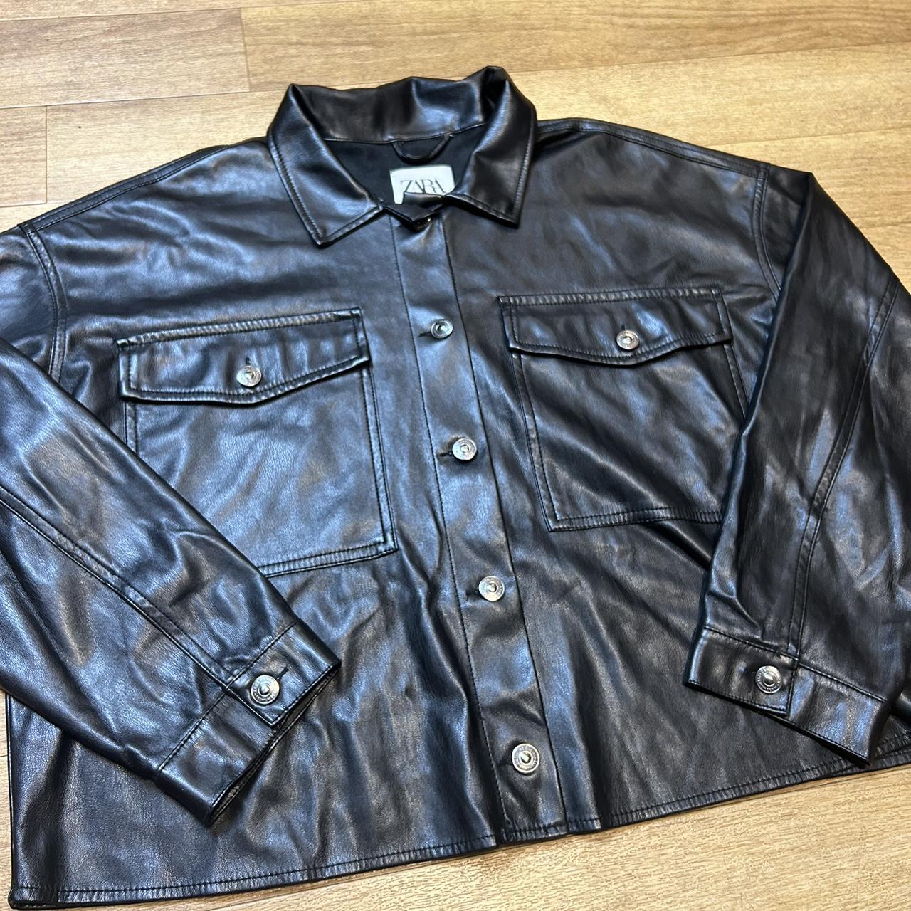 ZARA cropped leather jacket - Super nice, Zara... - Depop