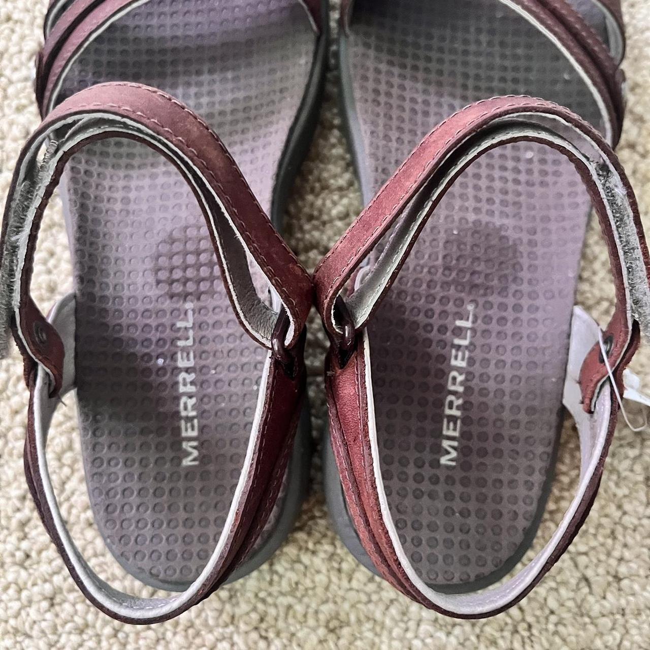 NWT Merrell Burgundy Red Strappy Sandals — bought... - Depop