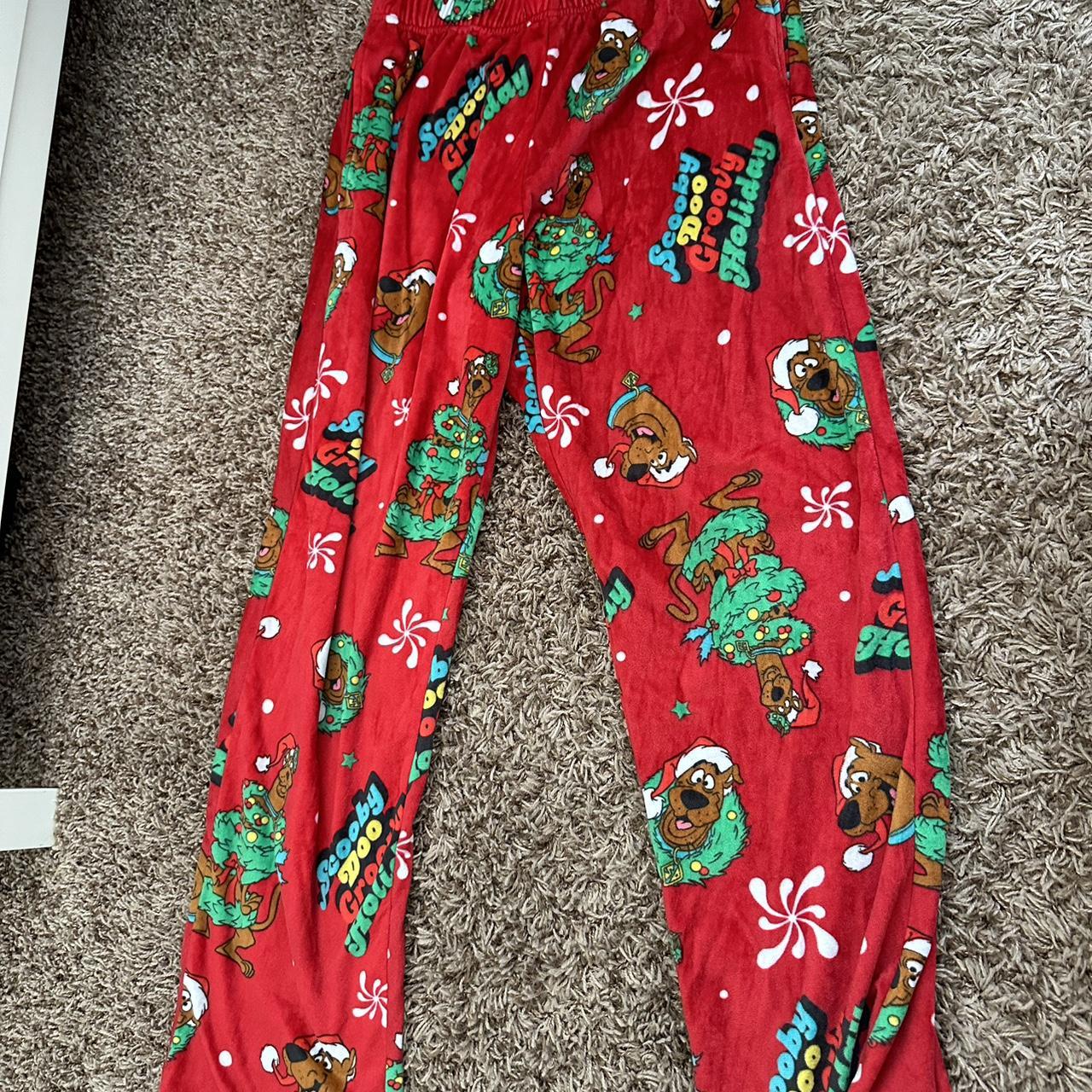 red scooby doo pj pants with pockets - Depop