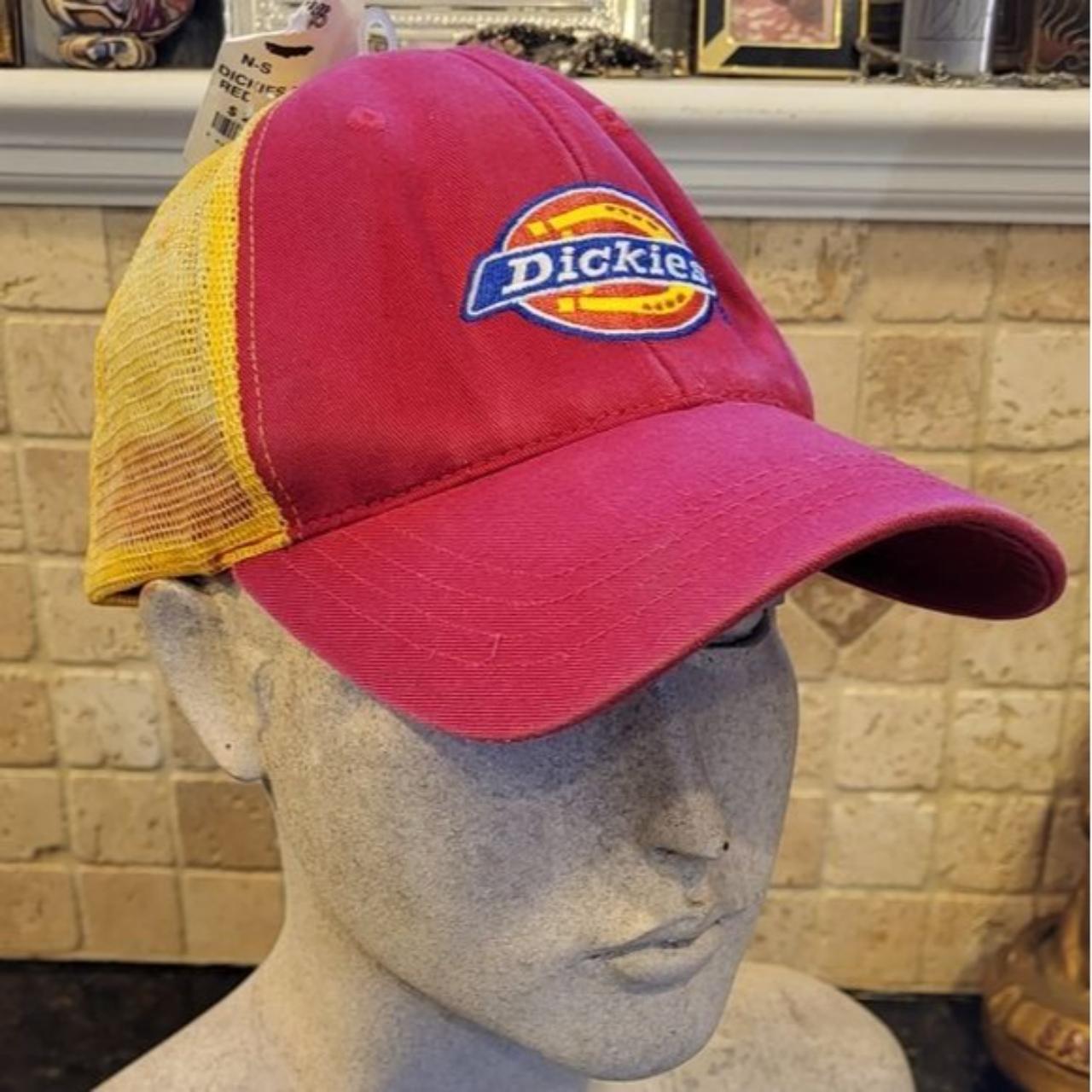 Awesome Dickies red with yellow trucker hat. Red... - Depop